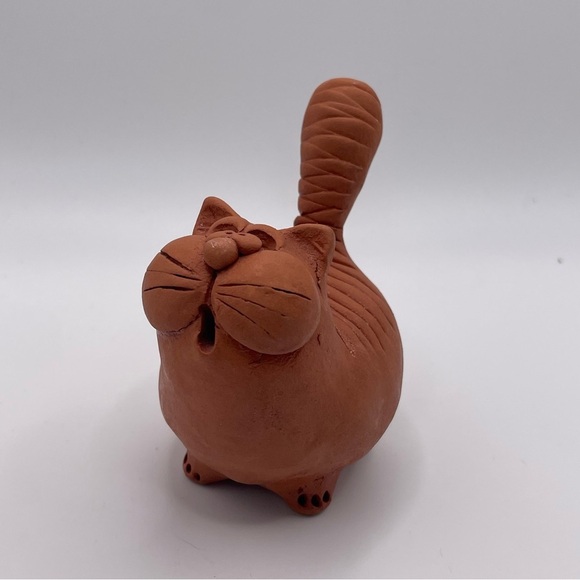Art | Terra Cotta Whimsical Fat Cat Folk Art Style Clay Cat | Poshmark